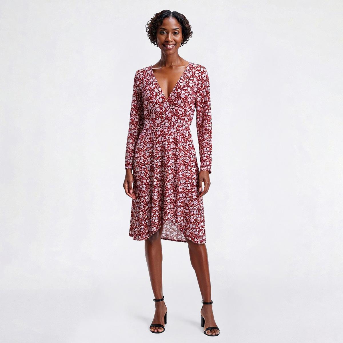 Click here for Womens Luxology Long Sleeve Floral Asymmetrical He... prices